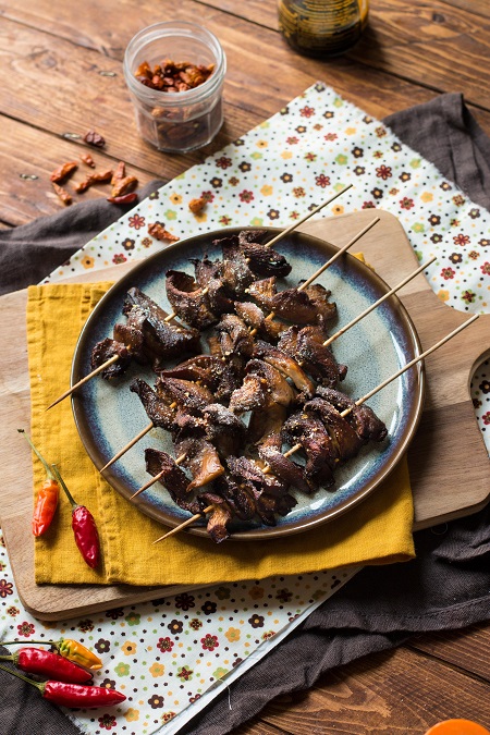 Spiedini di funghi in friggitrice ad aria